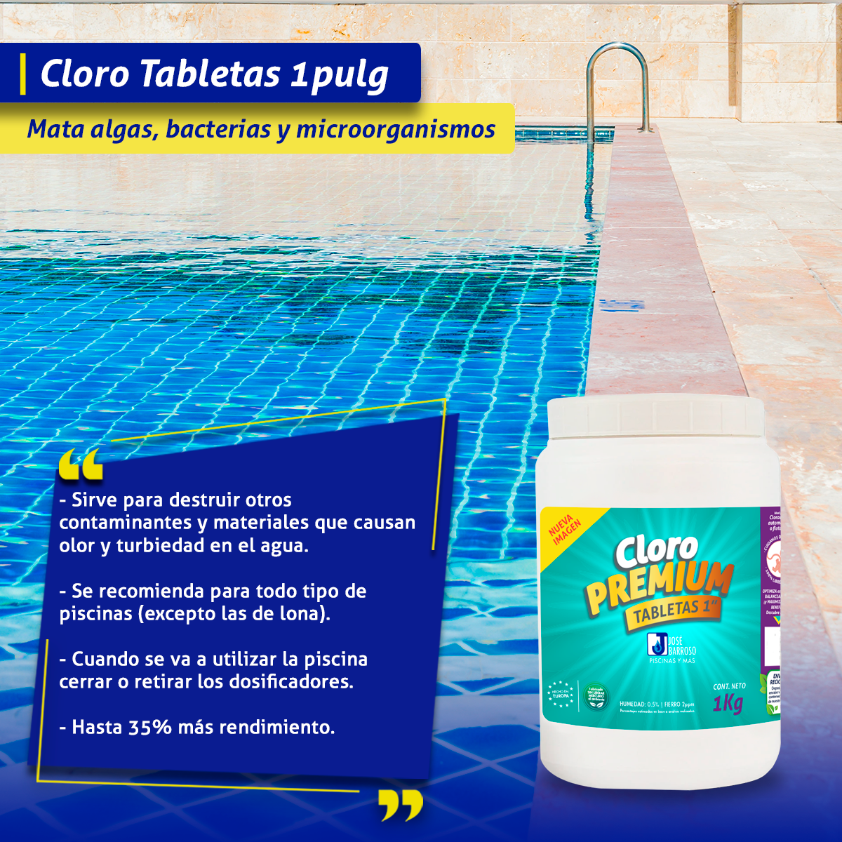 Cloro Tabletas 1pulg. Pastillas 1kg - Premium + Rendimiento – José Barroso
